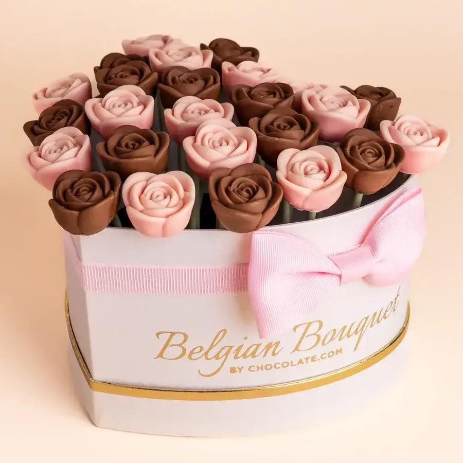 Heart-Shaped Belgian Bouquet™ Chocolate Roses – Chocolate.com